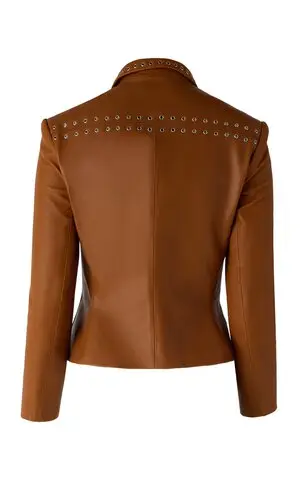 KATE HUNDLEY Exclusive Eyelet-detailed Leather Jacket