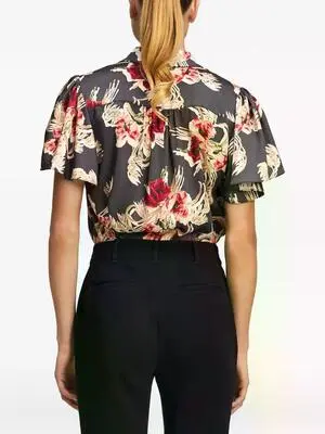 Cinq À Sept Fiona Floral-print Flutter-sleeve Shirt