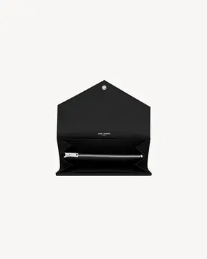 Saint Laurent Cassandre Large Flap Wallet In Grain De Poudre Leather