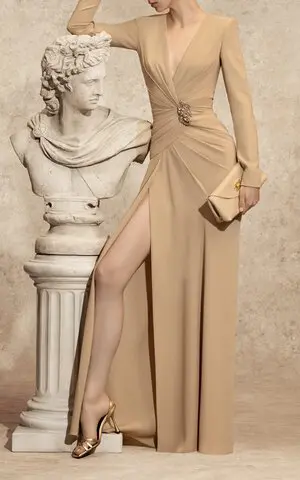 Zuhair Murad Long-sleeved Wrap Maxi Dress