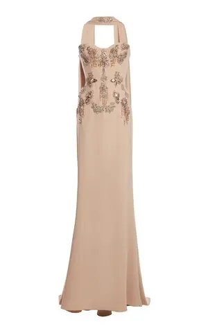 Zuhair Murad Embroidery-embellished Cady Maxi Dress - Tan