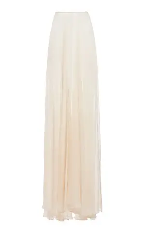 Zuhair Murad Gathered Silk-chiffon Maxi Skirt - Light Grey