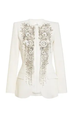 Zuhair Murad Bead Embroidered Jacket - White