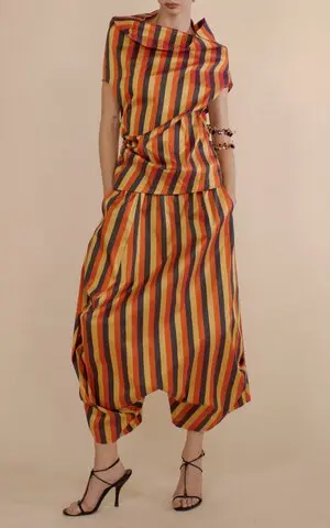 Christopher John Rogers Striped Lantern Silk Trousers - Multi