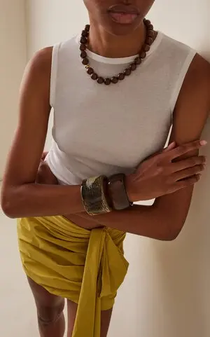 Anni Lu Nomadica Wood And Pearl Necklace
