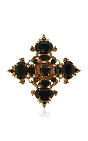 JENNIFER BEHR Vicenta Gold-tone Glass Brooch