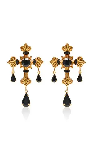 JENNIFER BEHR Davina Gold-tone Glass Earrings