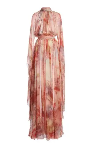 Zuhair Murad Draped Silk-charmeuse Maxi Dress - Multi