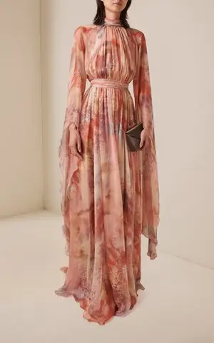 Zuhair Murad Draped Silk-charmeuse Maxi Dress
