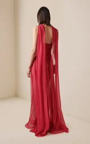 Zuhair Murad Braided-corset Silk-chiffon Maxi Dress