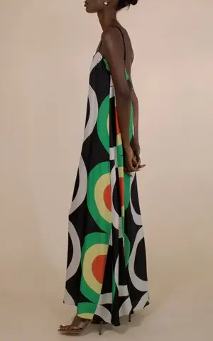 Christopher John Rogers Solna Dot Column Silk Maxi Dress - Multi