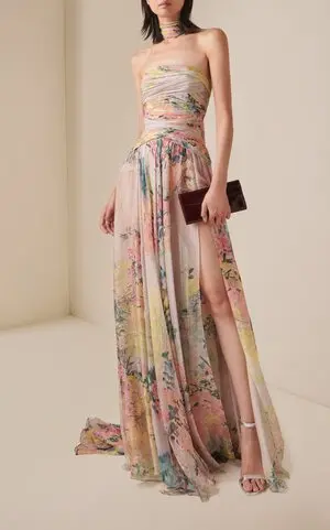 Zuhair Murad Floral- Silk-charmeuse Maxi Dress