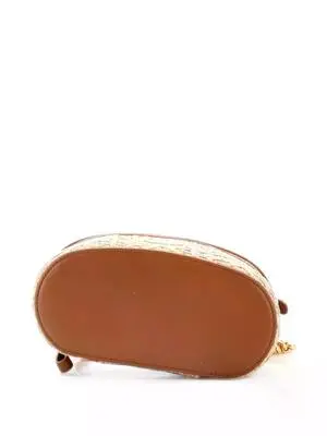 Dior Caro Top Handle Vanity Case With Strap Cannage Embroidered Raffia Shoulder Bag