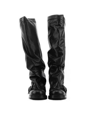 Elena Iachi Buckle-detail Slouched Biker Boots