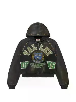 VALE FOREVER Logo-appliqué Crystal-embellished Hoodie - Black