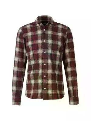VINCENZO DI RUGGIERO Plaid-check Distressed-finish Shirt - Red