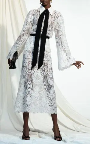 Zuhair Murad Beaded Lace Midi Skirt