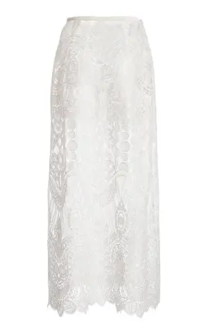 Zuhair Murad Beaded Lace Midi Skirt