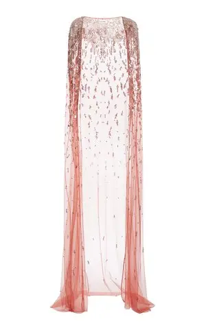 Zuhair Murad Embroidery-embellished Cape - Orange