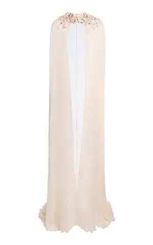 Zuhair Murad Embroidered Silk-chiffon Cape - Light Grey