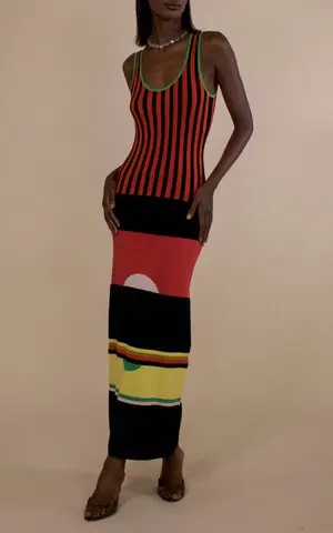 Christopher John Rogers Totem Knit Cashmere Maxi Skirt - Black
