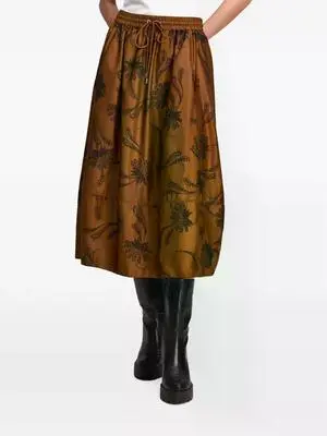 Cinq À Sept Sirani Paisley Fan Embroidered Midi Skirt