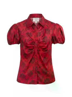 Cinq À Sept Solange Paisley Fan Top - Red