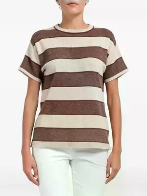 Brunello Cucinelli Striped Short-sleeve Sweater - Neutrals