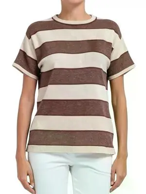 Brunello Cucinelli Striped Short-sleeve Sweater