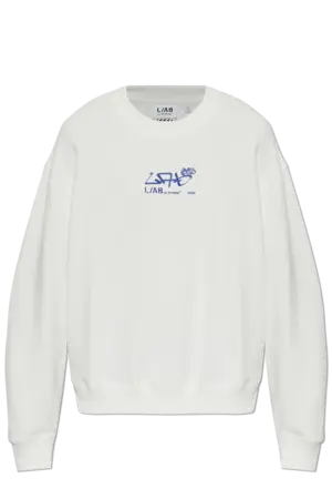 L/AB C/O OFF-WHITE Printed Logo Crewneck Sweatshirt - White