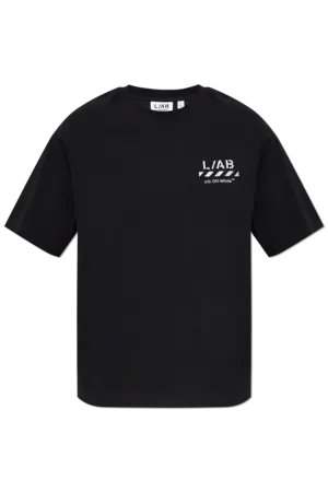 L/AB C/O OFF-WHITE T-shirt With Printed Logo - Black