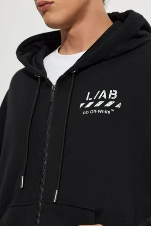 L/AB C/O OFF-WHITE Hooded Zip-up Sweatshirt