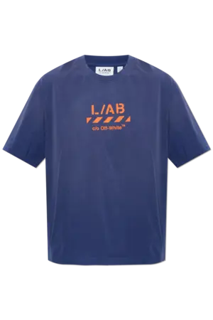 L/AB C/O OFF-WHITE T-shirt With Printed Logo - Blue