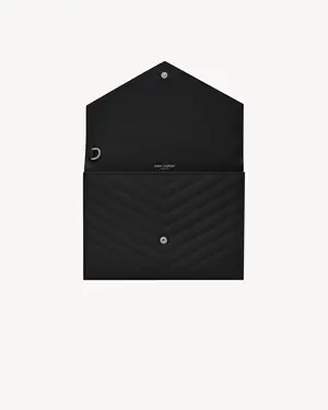 Saint Laurent Cassandre Matelassé Flap Pouch In Grain De Poudre Leather
