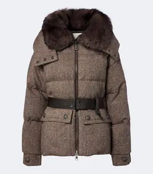 Moncler Gelise Hooded Virgin Wool Down Jacket - Brown