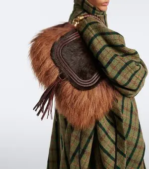 Chloé Marcie Foulard Small Shearling Shoulder Bag