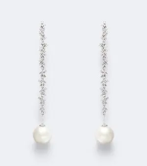 SUZANNE KALAN 18kt Gold Drop Earrings With Diamonds And Pearls