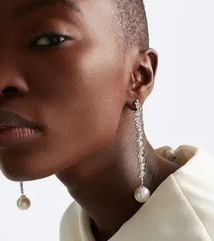 SUZANNE KALAN 18kt Gold Drop Earrings With Diamonds And Pearls