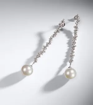 SUZANNE KALAN 18kt Gold Drop Earrings With Diamonds And Pearls