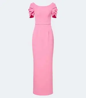 Safiyaa Vanina Belted Draped Crêpe Gown