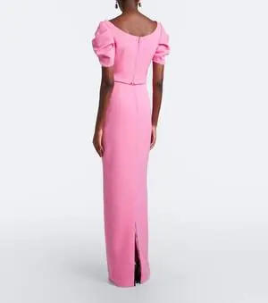 Safiyaa Vanina Belted Draped Crêpe Gown