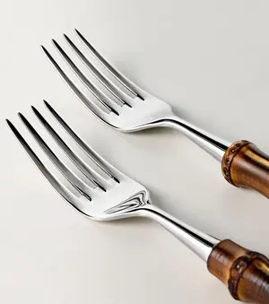 Gucci Bamboo Set Of 2 Stainless Steel Forks