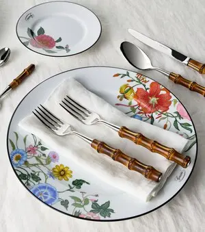 Gucci Bamboo Set Of 2 Stainless Steel Forks