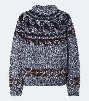 Moncler Fair Isle Wool And Alpaca-blend Sweater - Blue