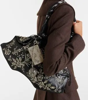 Alexander McQueen Manta Medium Embellished Leather Shoulder Bag