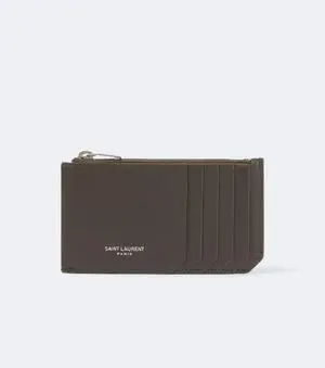 Saint Laurent Paris Fragments Leather Card Holder - Green