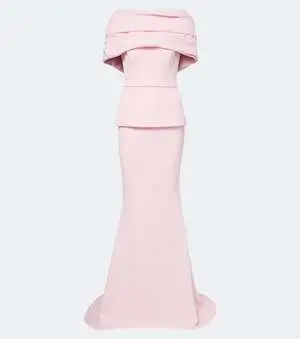 Safiyaa Loura Peplum Crêpe Gown Pink