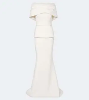 Safiyaa Loura Peplum Crêpe Gown - White