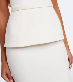Safiyaa Loura Peplum Crêpe Gown - White