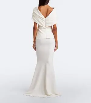 Safiyaa Loura Peplum Crêpe Gown - White